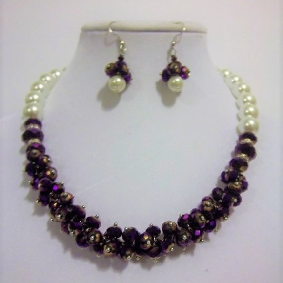 Handmade | Jewelry | Handmade Dark Purple Rodell Crystal And White ...